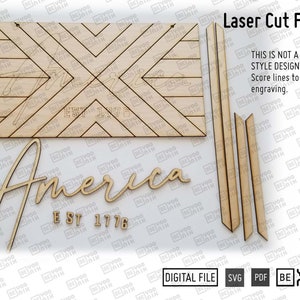 America Est. 1776 Sign Laser Cut Files in SVG and PDF, Patriotic Wall ...