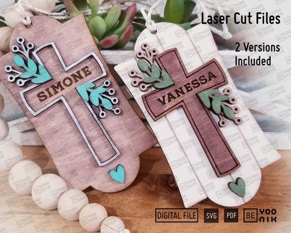 Baptism Ornament SVG FILE Cross Laser Cut File First - Etsy
