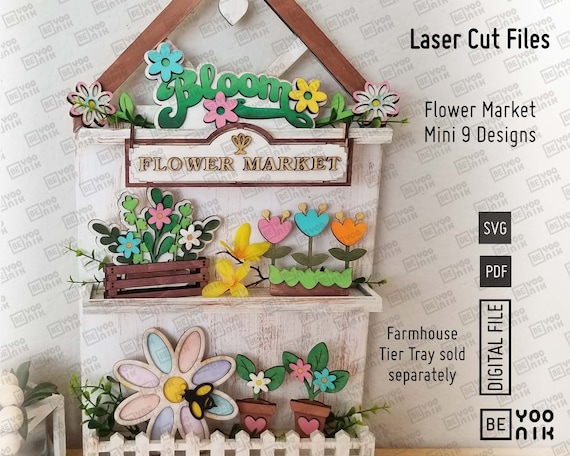 Flower Market Themed Tiered Tray Set of 9 Designs for Our - Etsy