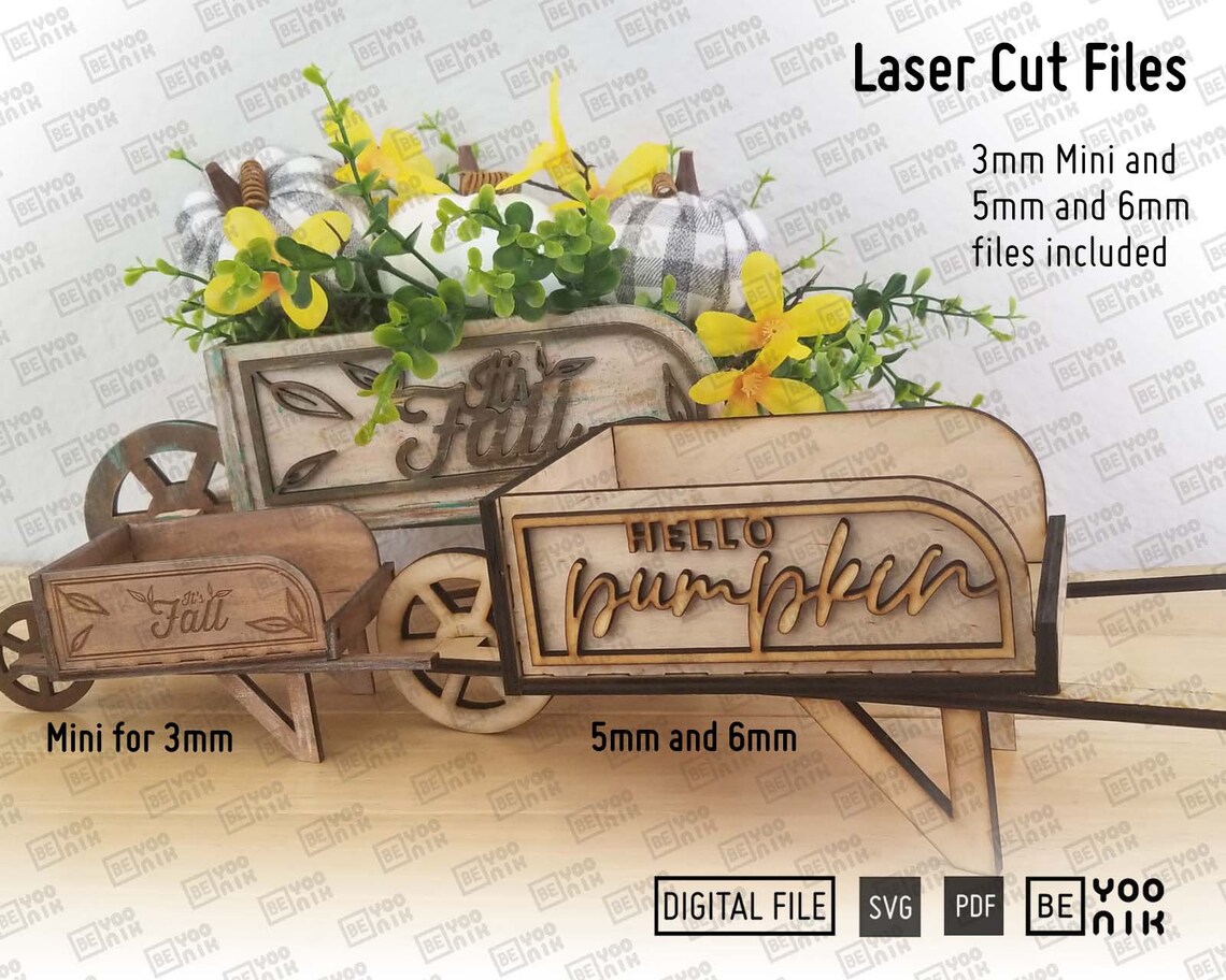 Wheelbarrow Laser Cut Files in Svg and Pdf. Handcart Laser Cut - Etsy UK