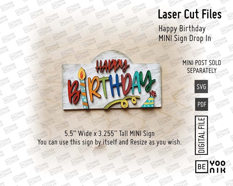 Add on Happy Birthday Mini Sign in SVG and PDF for Our Mini Post Drop ...