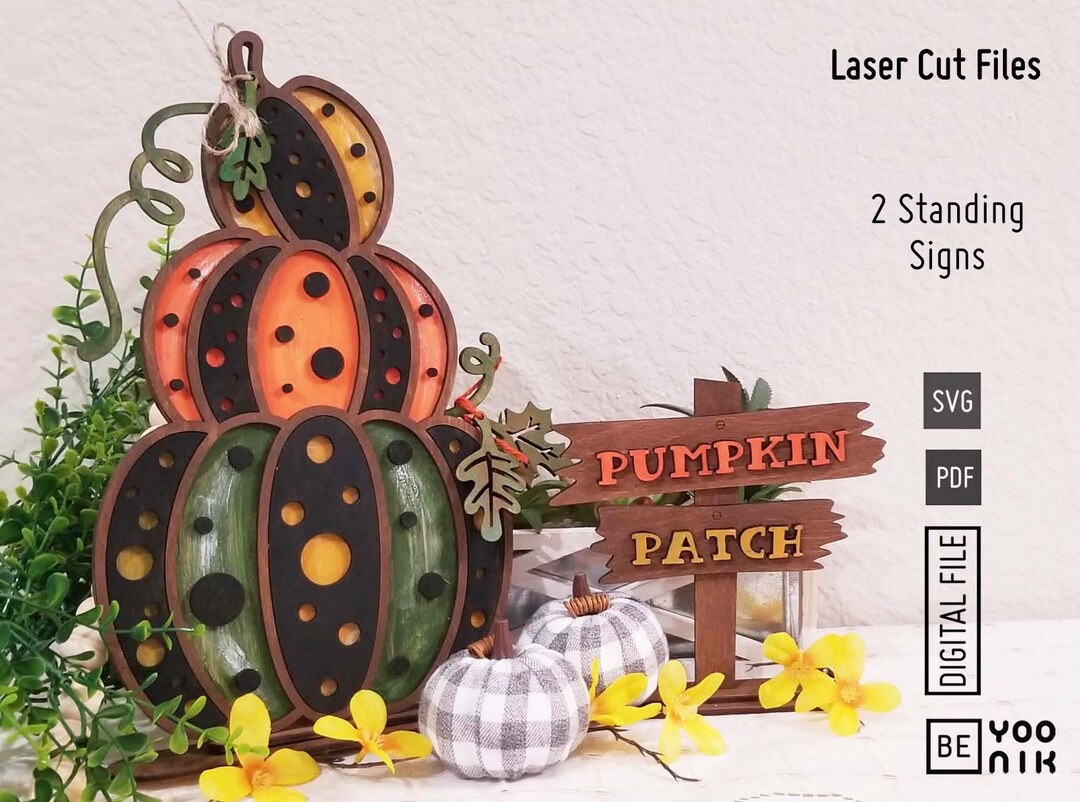 Stacking Pattern Pumpkins Standing Signs Files in SVG and PDF. Dot and ...