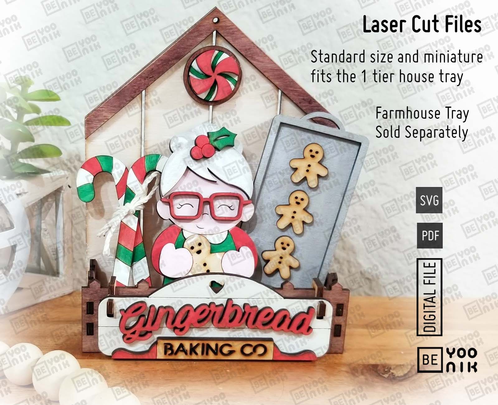 Gingerbread Baking Co Tiered Tray Laser Files in SVG and PDF - Etsy