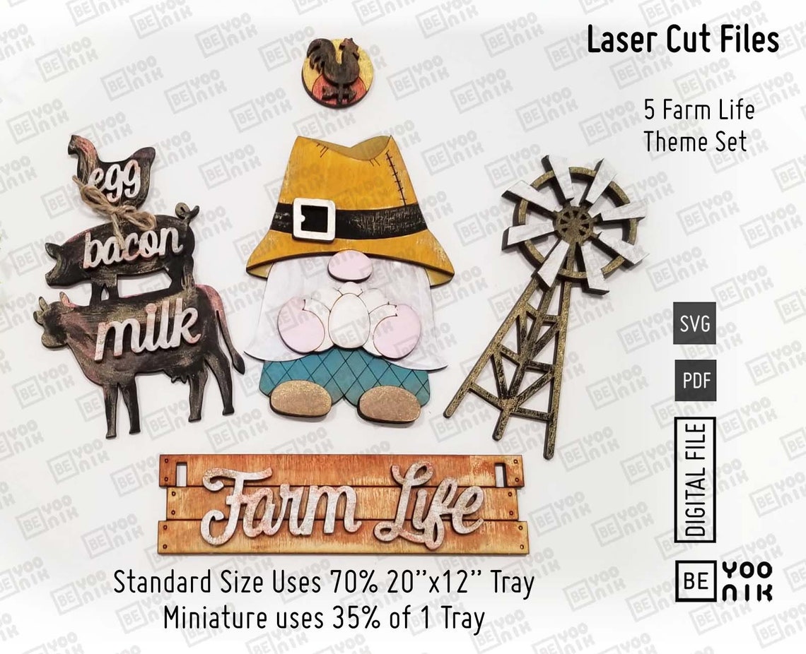 Farm Life Farmhouse Tiered Tray Laser Cut Files in SVG and PDF - Etsy