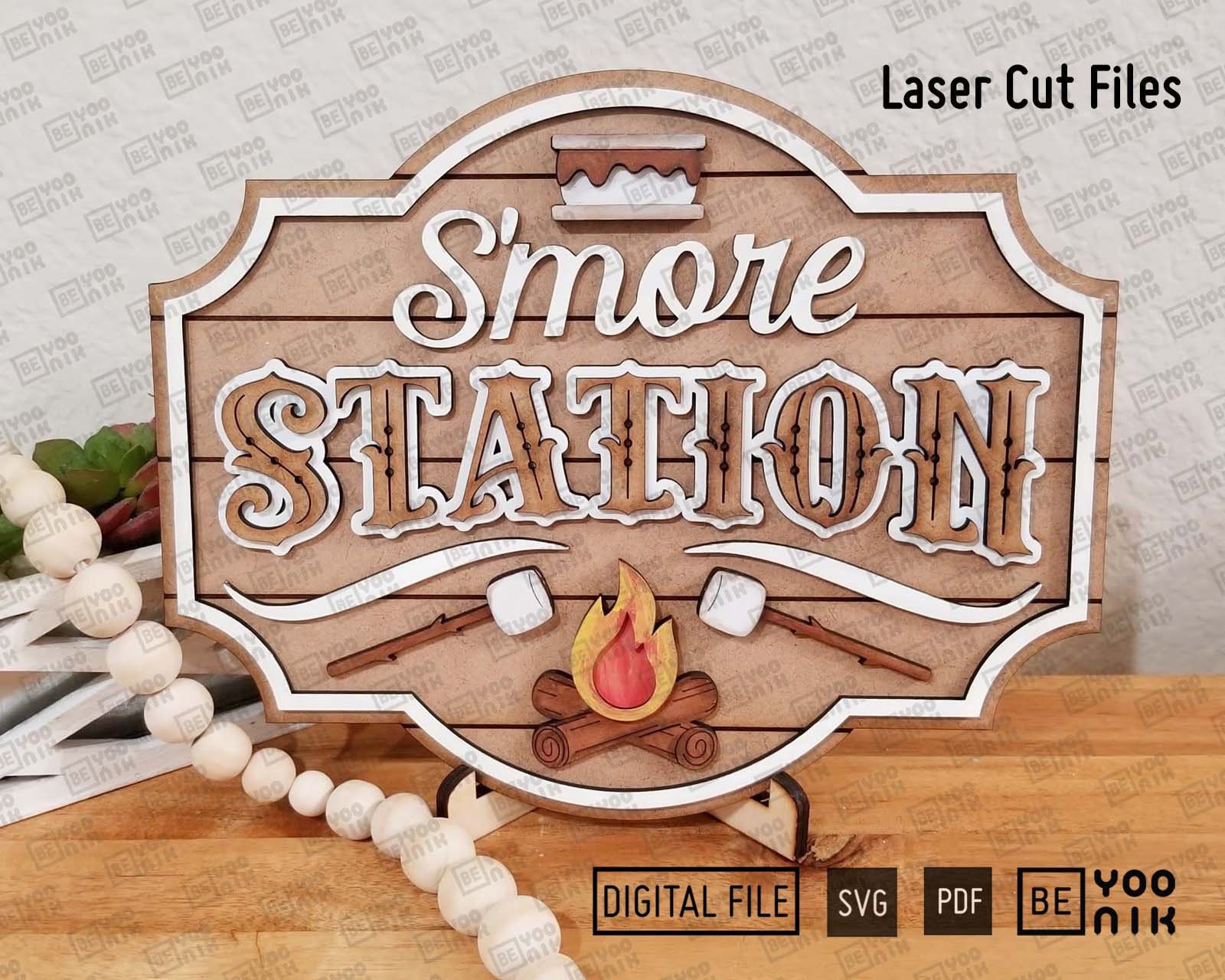 Smore Station Sign Laser Cut Files in SVG and PDF Smore - Etsy