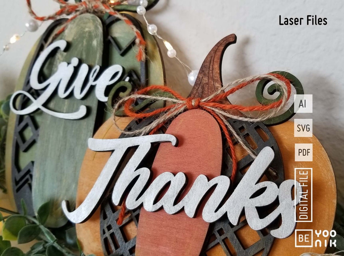 Give Thanks Patterned Pumpkins Laser Files in Ai, Svg, Pdf ...