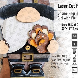 Standing Gnome Pilgrim Men With Shotgun and Turkey Shelf Table Sitter ...