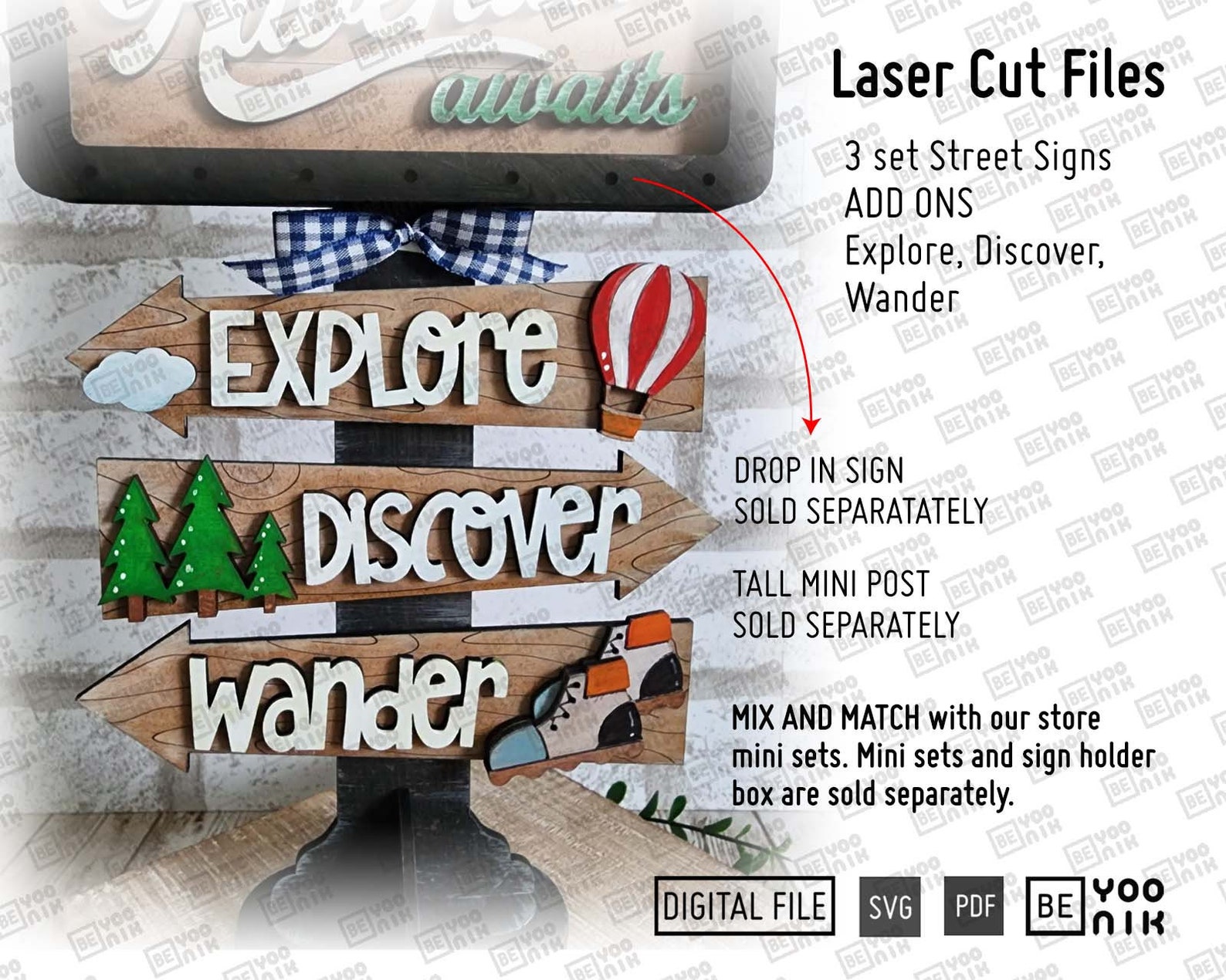 Add on Explore, Discover, Wander 3 Street Mini Signs in SVG and PDF for ...