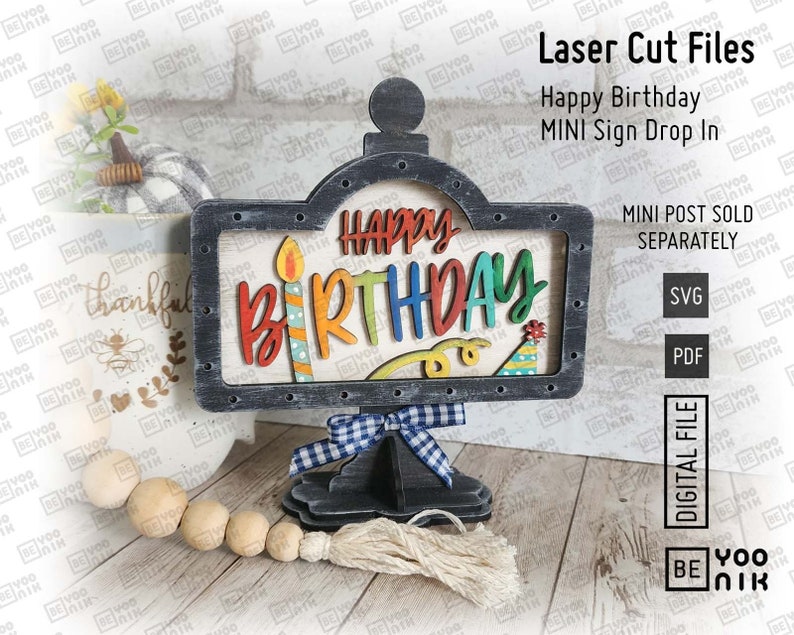 Add on Happy Birthday Mini Sign in SVG and PDF for Our Mini Post Drop ...