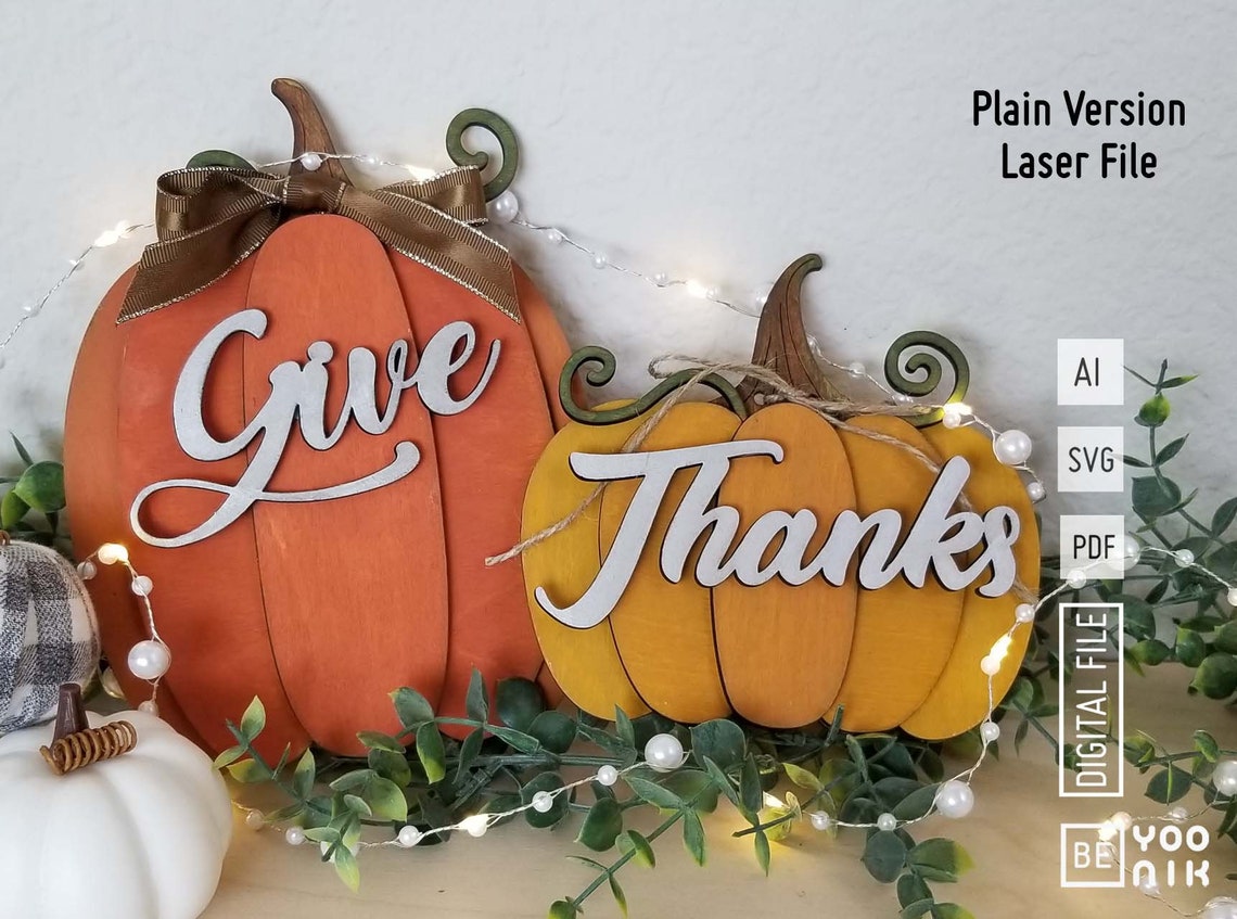 Give Thanks Patterned Pumpkins Laser Files in Ai, Svg, Pdf ...