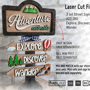 Add on Explore, Discover, Wander 3 Street Mini Signs in SVG and PDF for ...