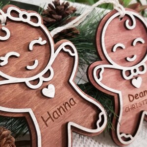 Baby and Toddler Gingerbread Ornament in SVG, PDF. Baby Ornament Laser ...