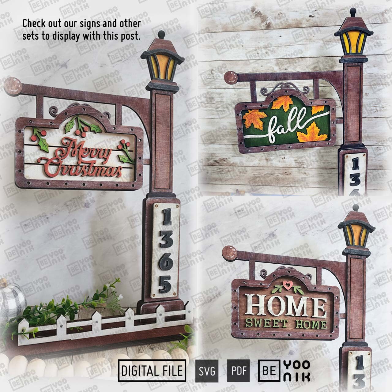 15" Tall Tabletop Mini Lamp Post Frame for Left Side Signs Laser Cut ...