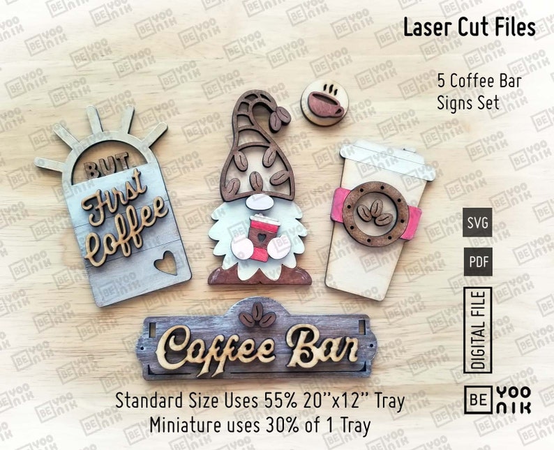 Coffee Bar Tiered Tray Laser Files in SVG and PDF Files Set of - Etsy
