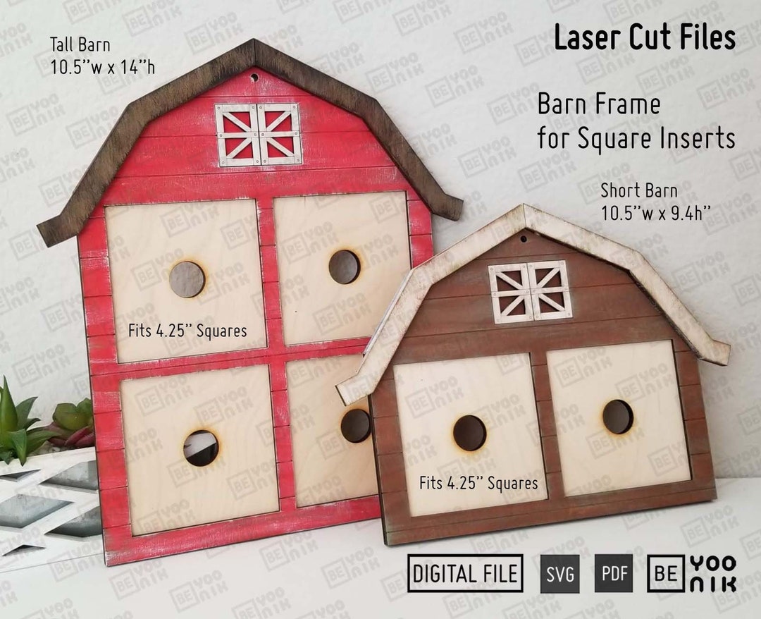 Farmhouse Barn Interchangeable Frame Laser Cut Files in SVG and PDF ...