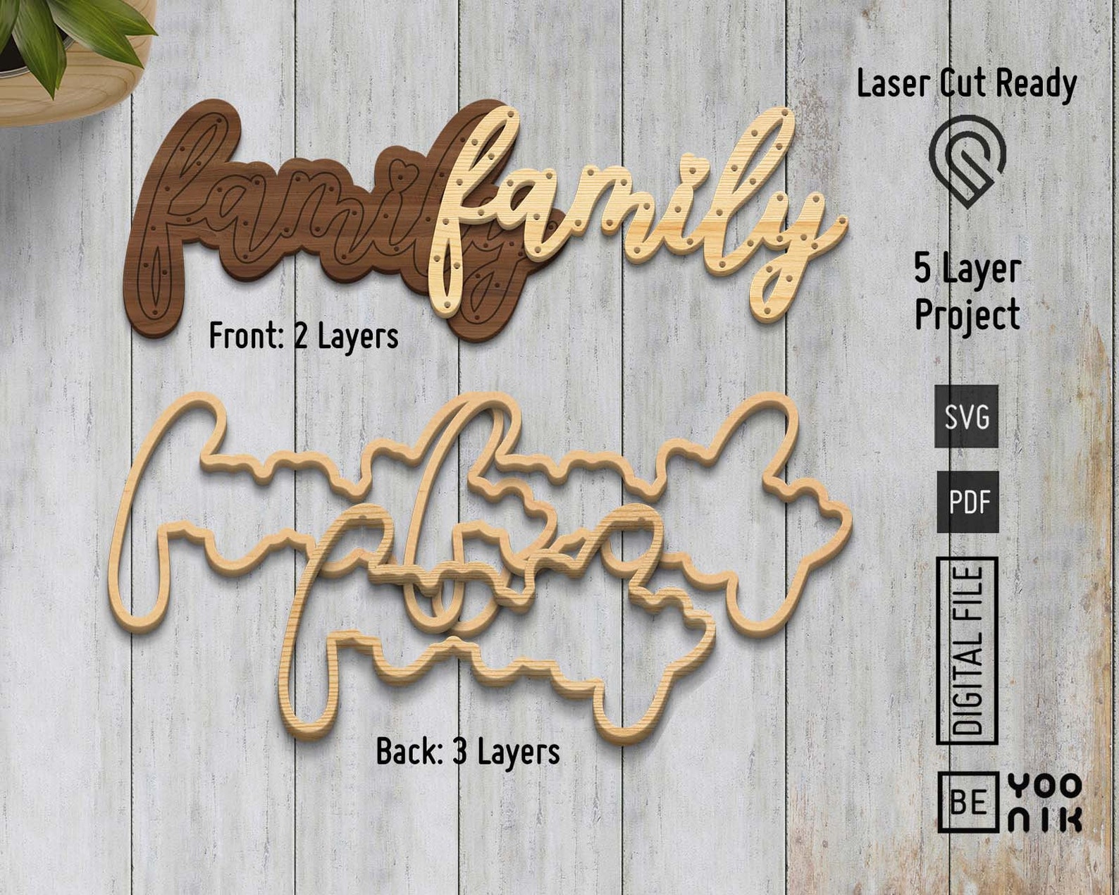 3d Word Led Light Box Family SVG and PDF Laser Ready Files - Etsy