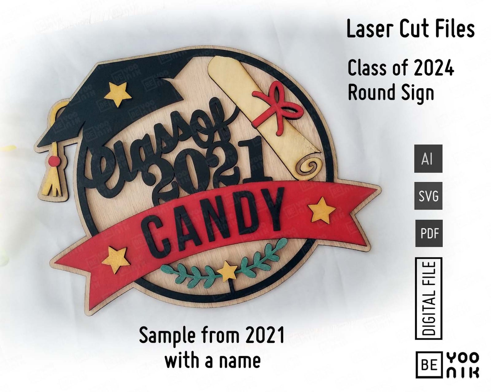 Graduation Sign Decoration Laser File, Class of 2024 Laser Cut Files in ...