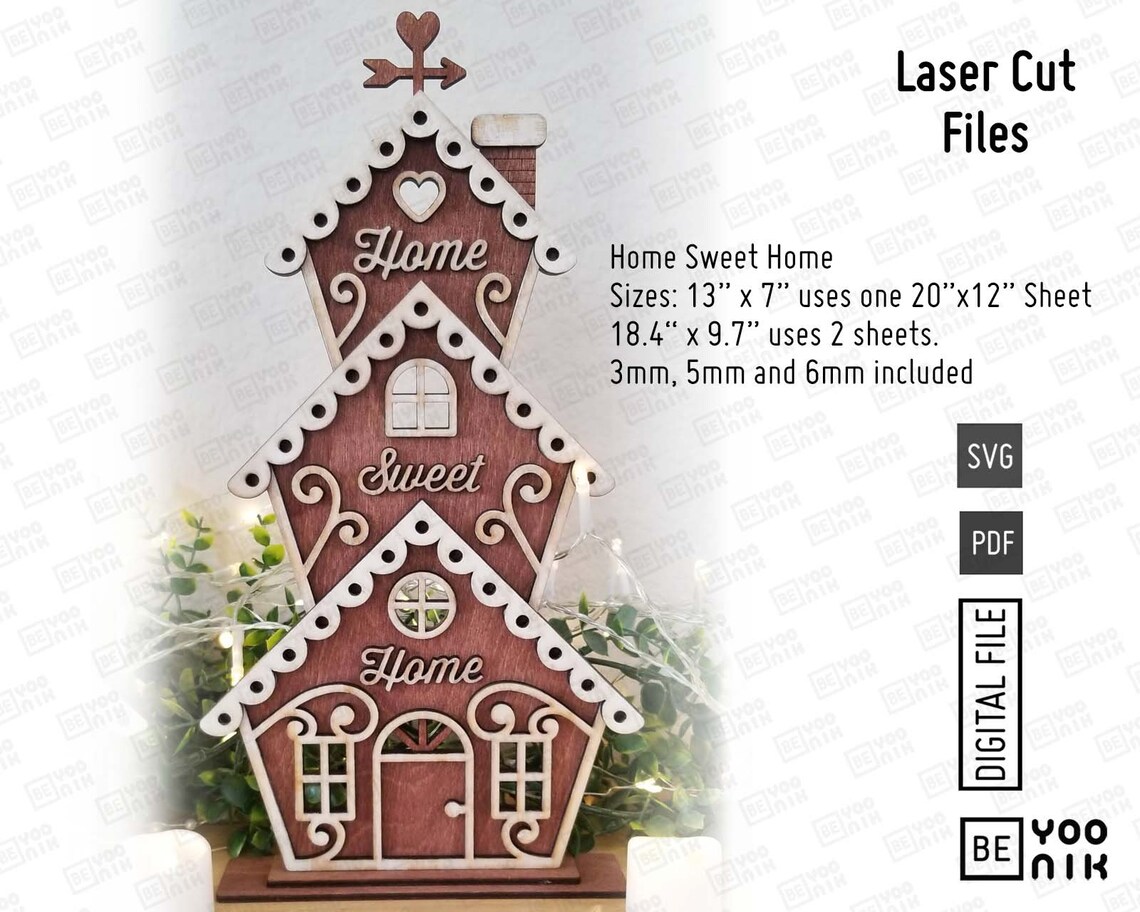 Standing Stacking Gingerbread House Decor Laser Cut Files in - Etsy