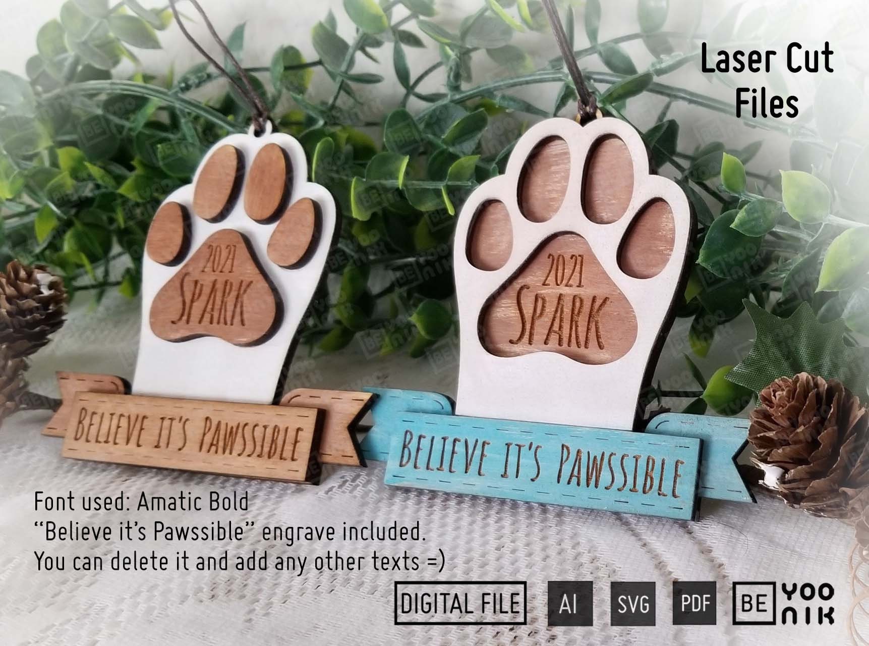 Pet Ornament Laser Cut Ready Files in SVG PDF. Dog Name | Etsy