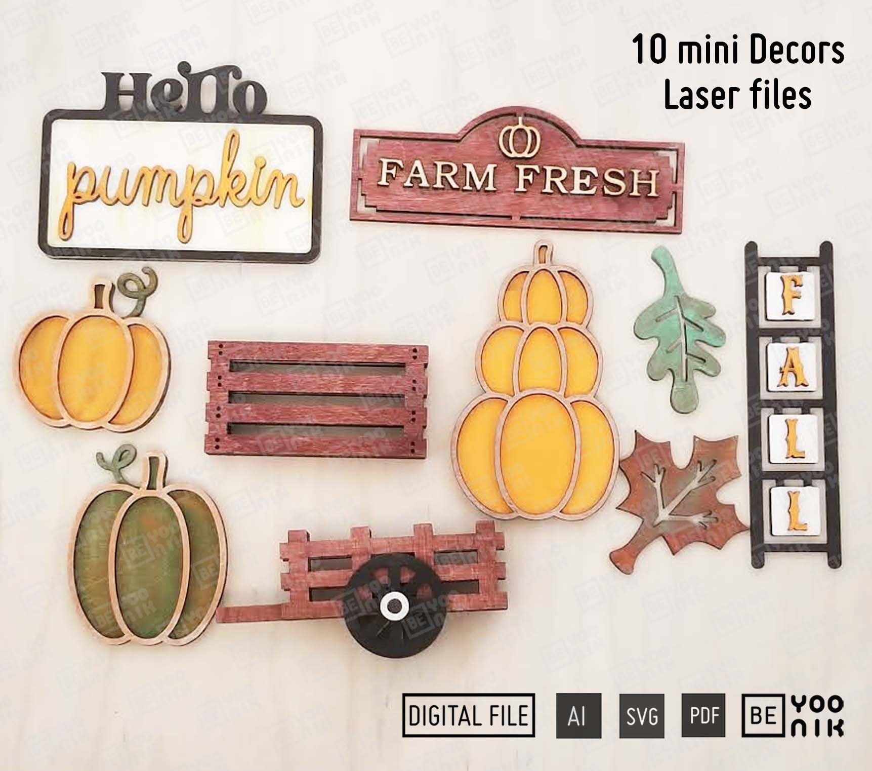 Fall Tiered Tray Set of 10 Mini Decor Signs for Our Farmhouse Shelf ...