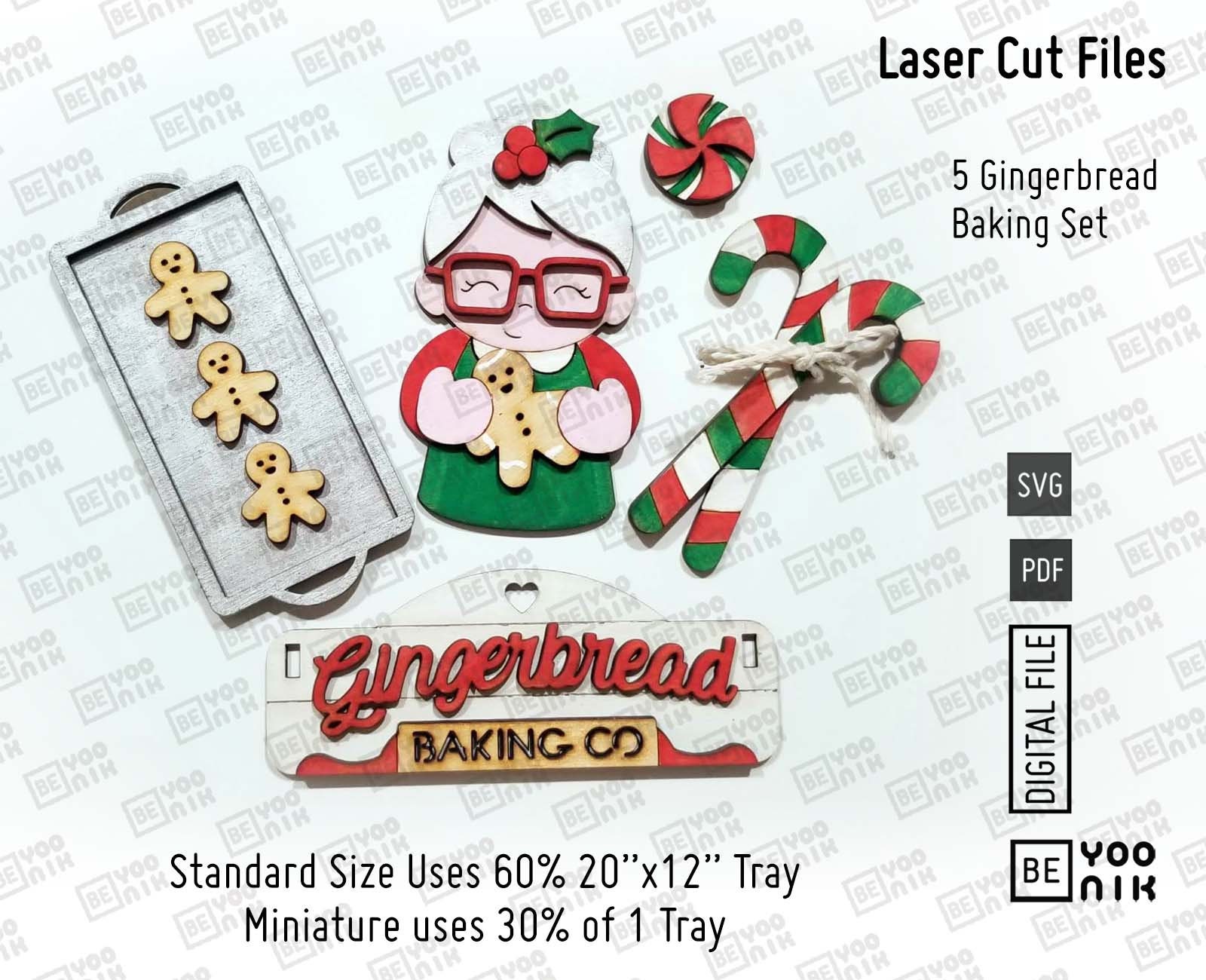 Gingerbread Baking Co Tiered Tray Laser Files in SVG and PDF - Etsy