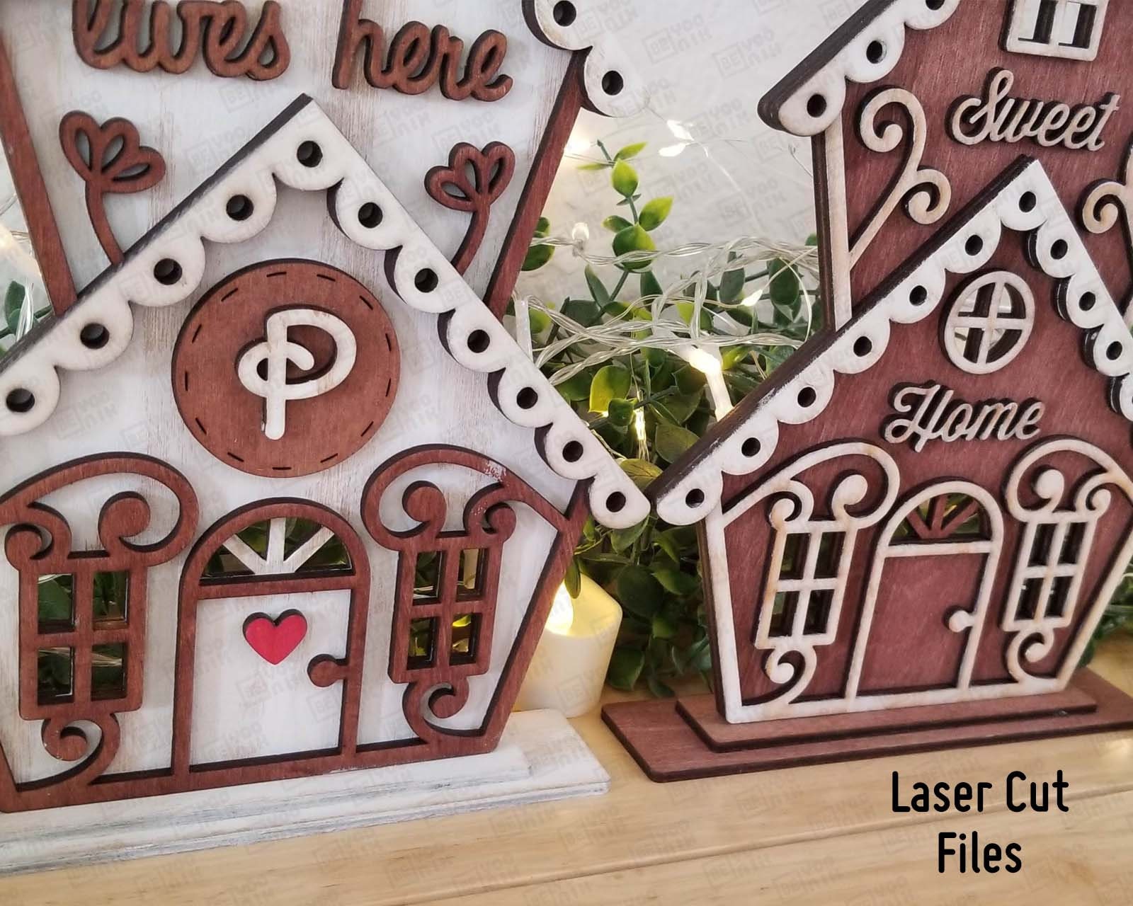 Standing Stacking Gingerbread House Decor Laser Cut Files in SVG and ...