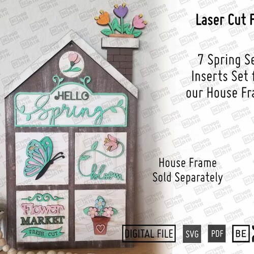 Hello Spring Interchangeable Inserts Set 1 Laser Cut Files - Etsy