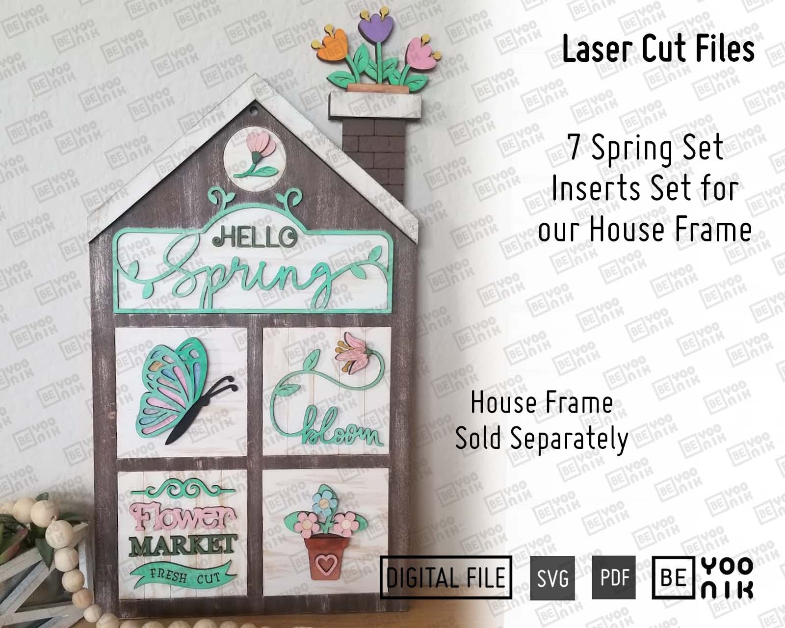 Hello Spring Interchangeable Inserts Set 1 Laser Cut Files - Etsy