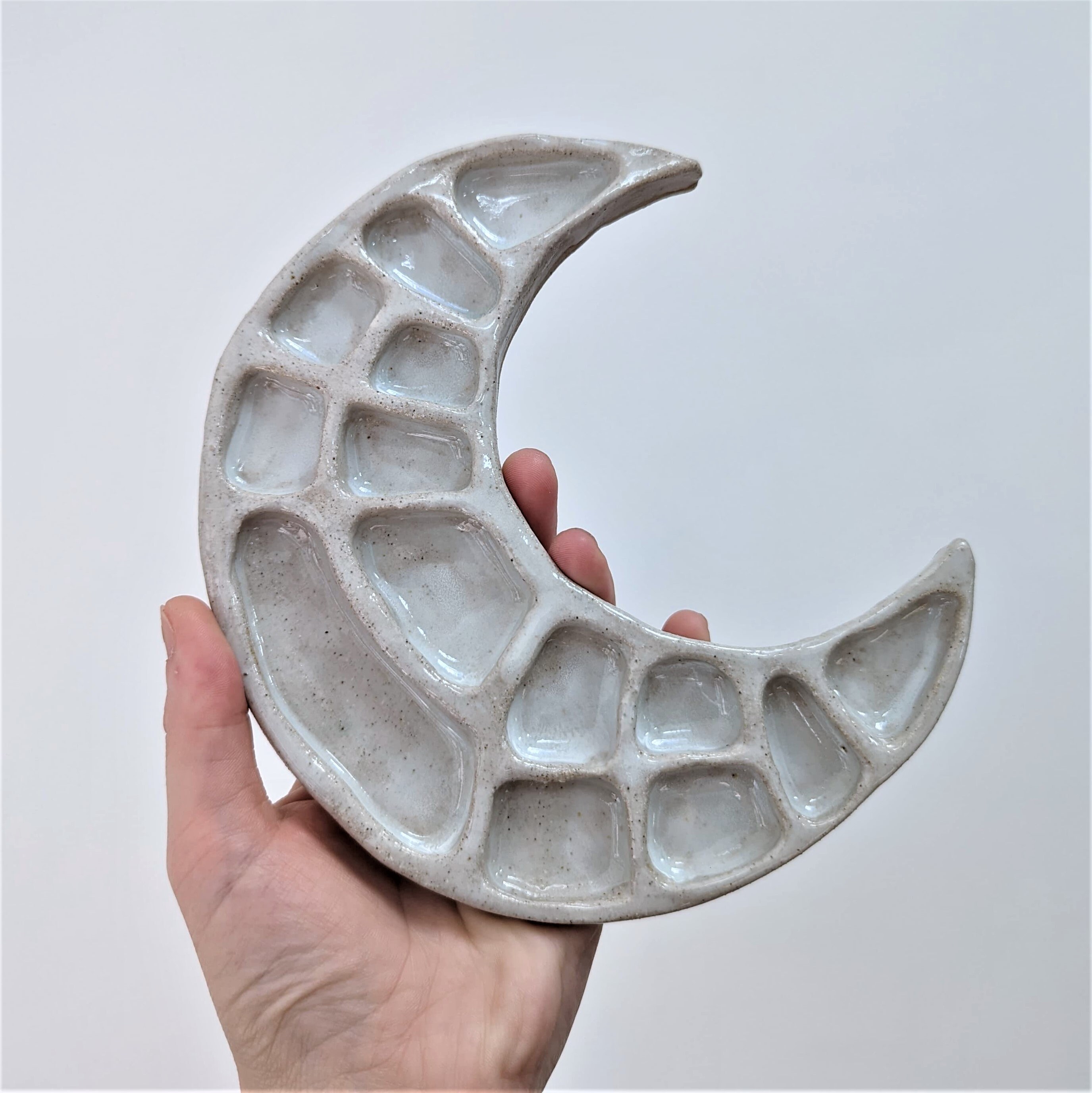 Crescent Moon Paint Palette, Ceramic Paint Palette, Ceramic Artists ...