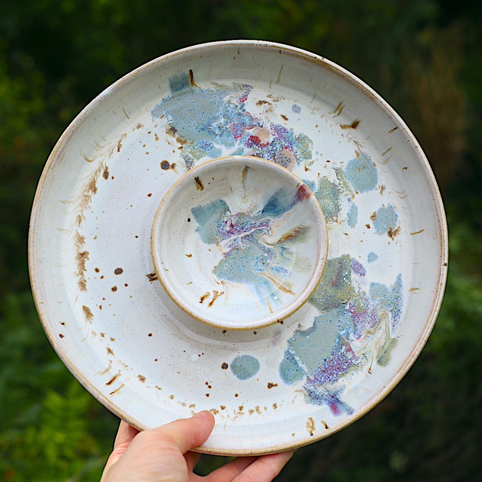 Chip and Dip Bowl Snack Bowl Chip and Dip Plate Dippy Plate Serving ...