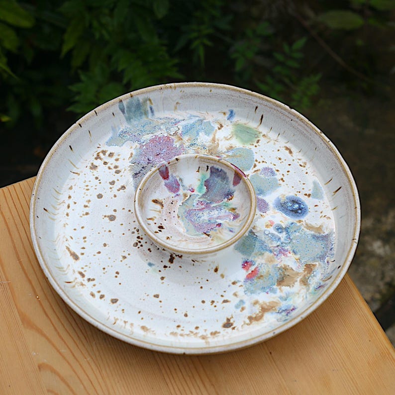 Chip and Dip Bowl Snack Bowl Chip and Dip Plate Dippy Plate Serving ...