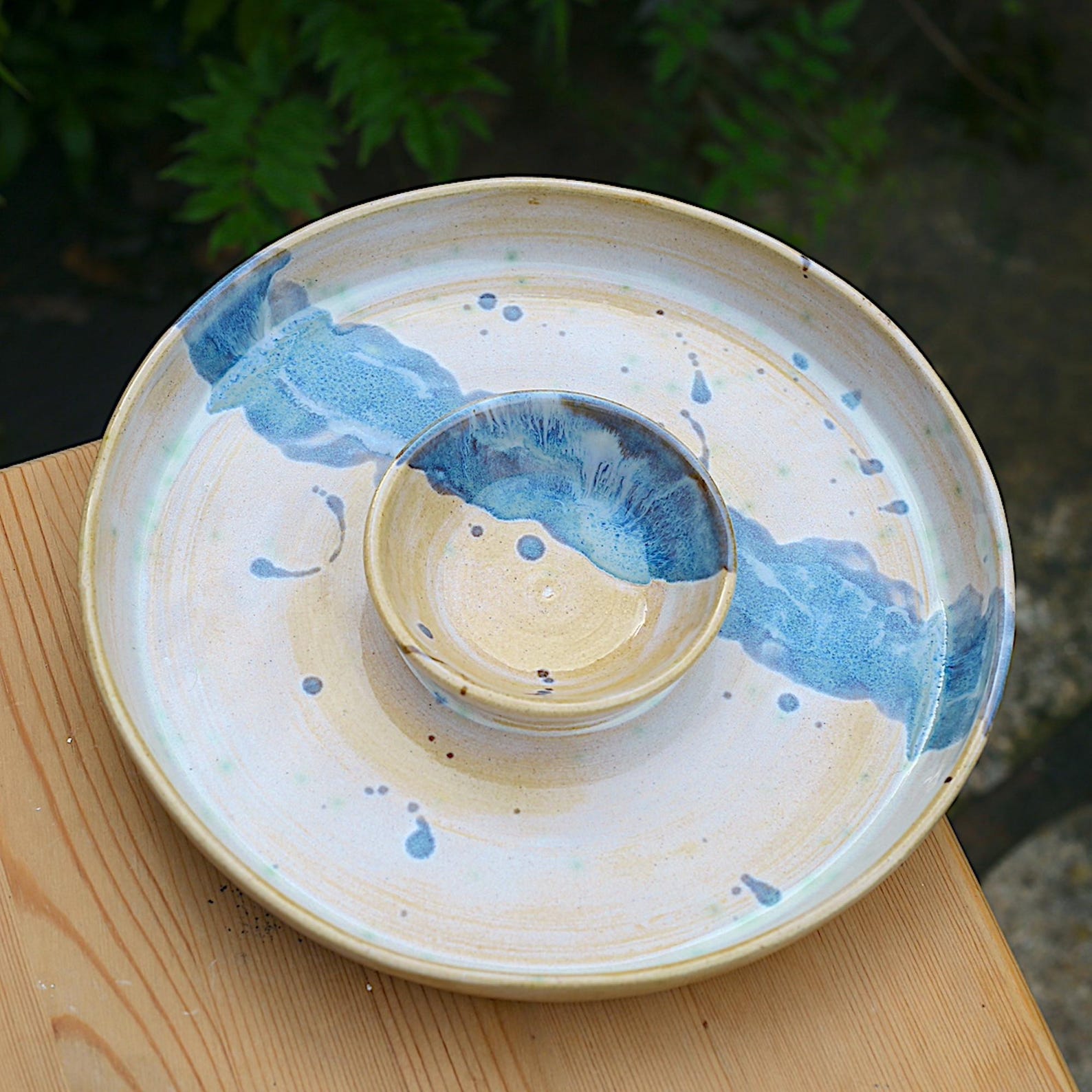 Chip and Dip Bowl Snack Bowl Chip and Dip Plate Dippy Plate Serving ...