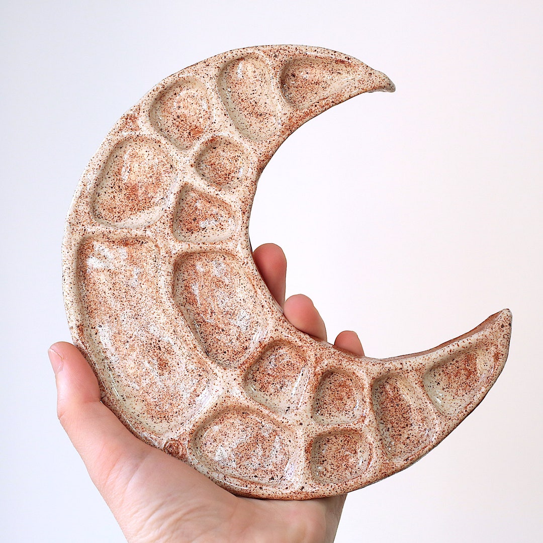 Crescent Moon Paint Palette, Ceramic Paint Palette, Ceramic Artists ...