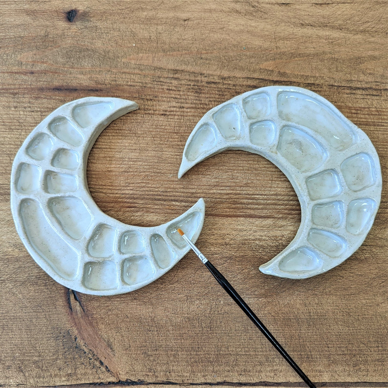 Crescent Moon Paint Palette, Ceramic Paint Palette, Ceramic Artists ...