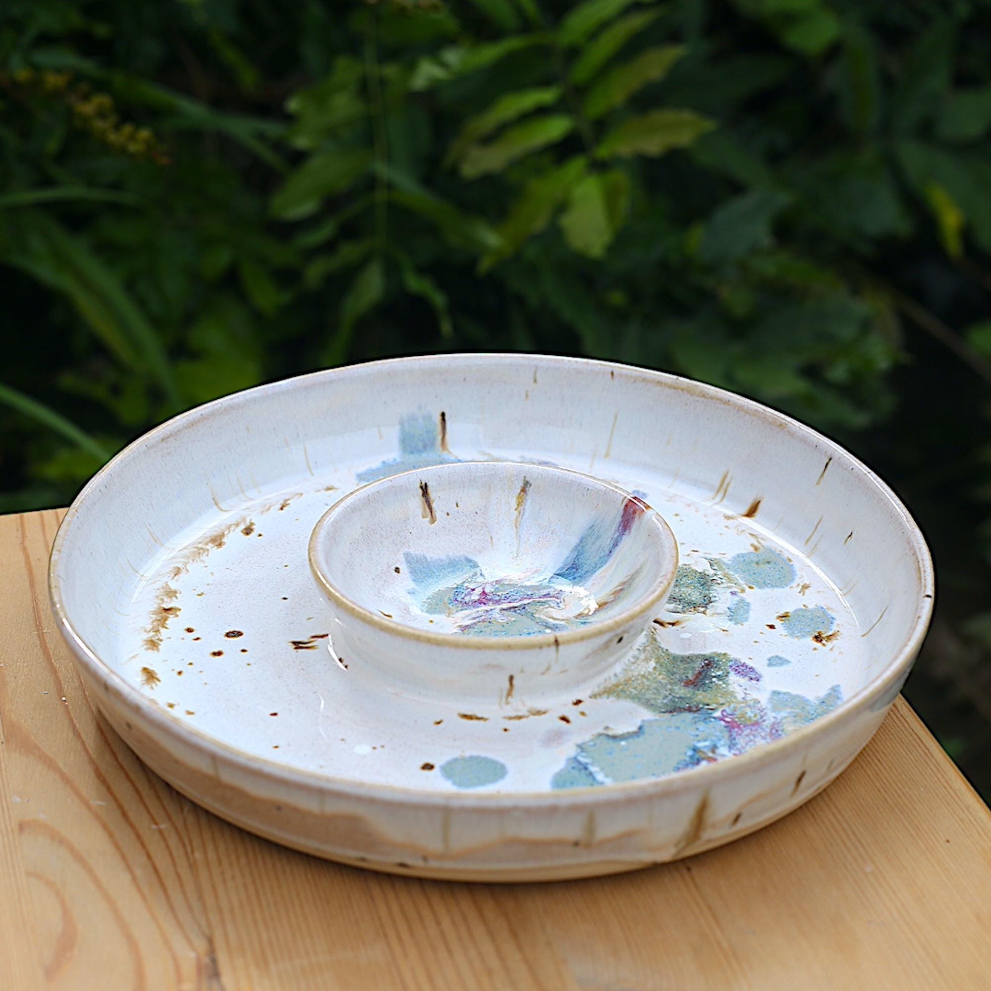 Chip and Dip Bowl Snack Bowl Chip and Dip Plate Dippy Plate Serving ...