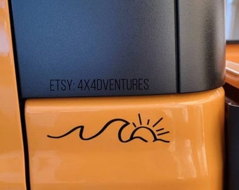 Wave Vinyl Sticker Sun Vinyl Decal Ocean Decal Wave and Sun Decal Beach ...