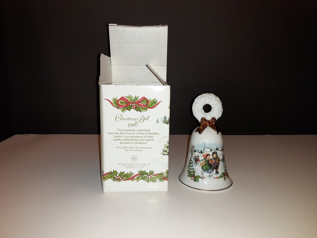 Vintage Avon Christmas Bell 1986: Ice Skating Porcelain Ornament - Etsy