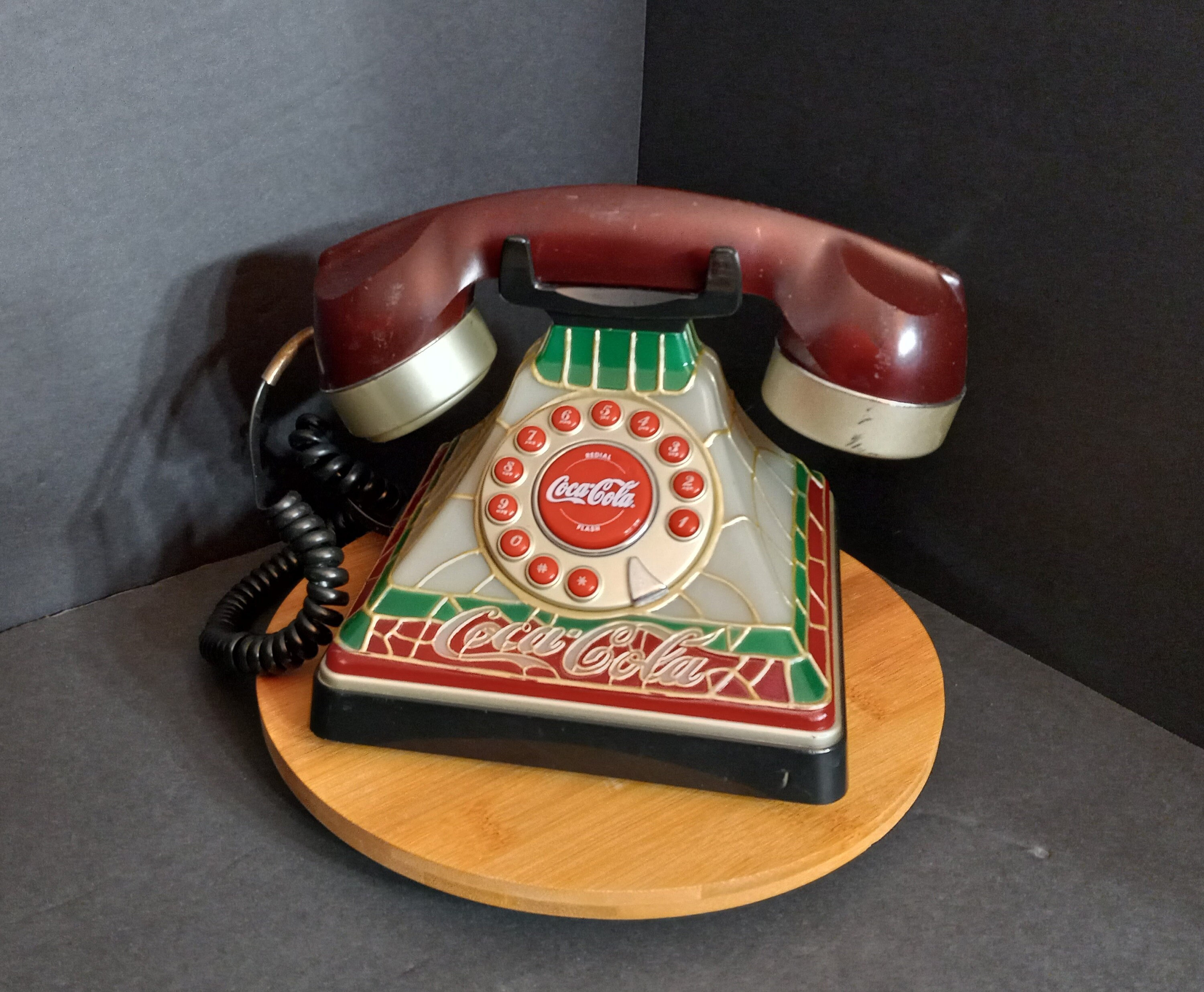 Vintage Coca-cola Stained Glass Look Phone 2001 Polyconcept - Etsy