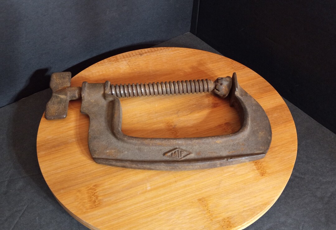 Vintage 4 Inch M/F C-clamp 1920s-50s Made in U.S.A. Cast Iron Wood or ...