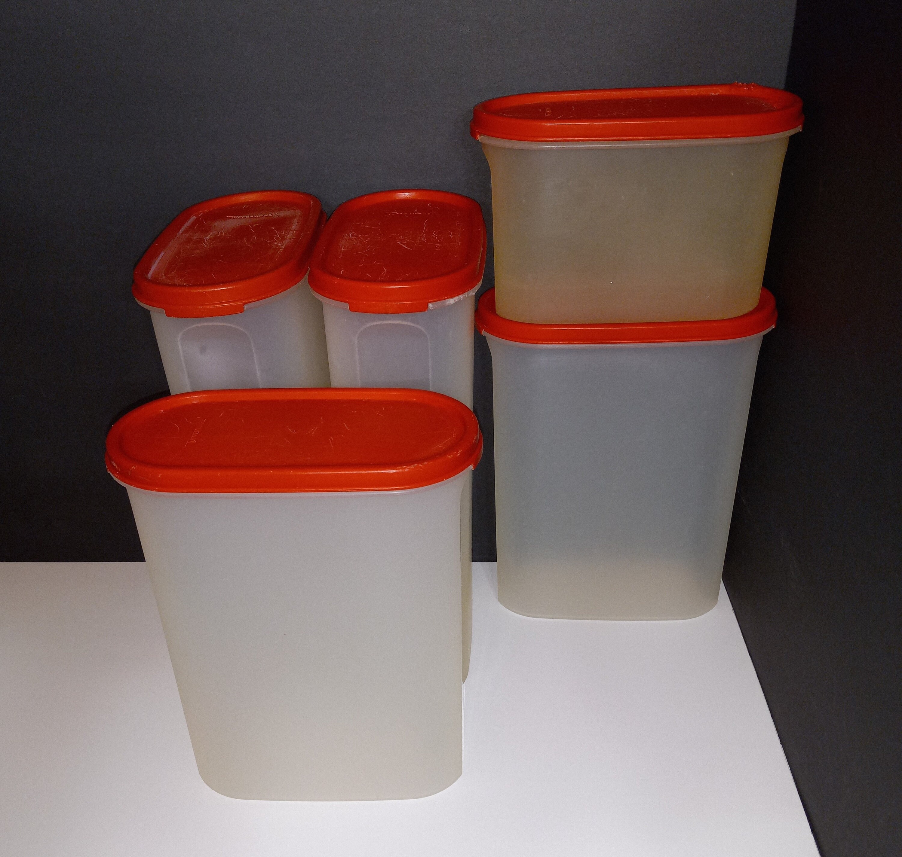 Vintage Tupperware Modular Mates Clear W/paprika Lids 1980s Retro ...
