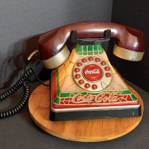 Vintage Coca-cola Stained Glass Look Phone 2001 Polyconcept USA, Inc ...