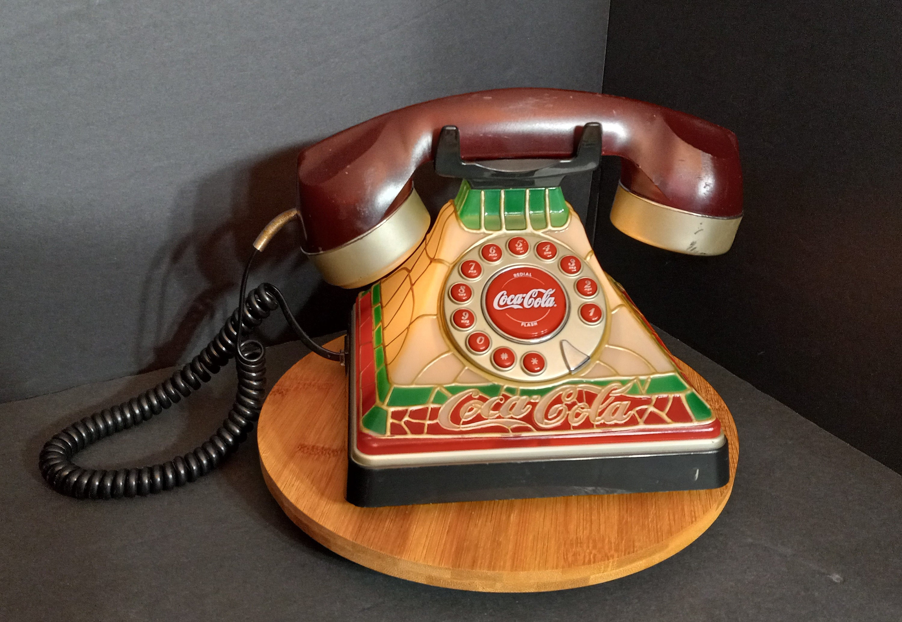 Vintage Coca-cola Stained Glass Look Phone 2001 Polyconcept - Etsy