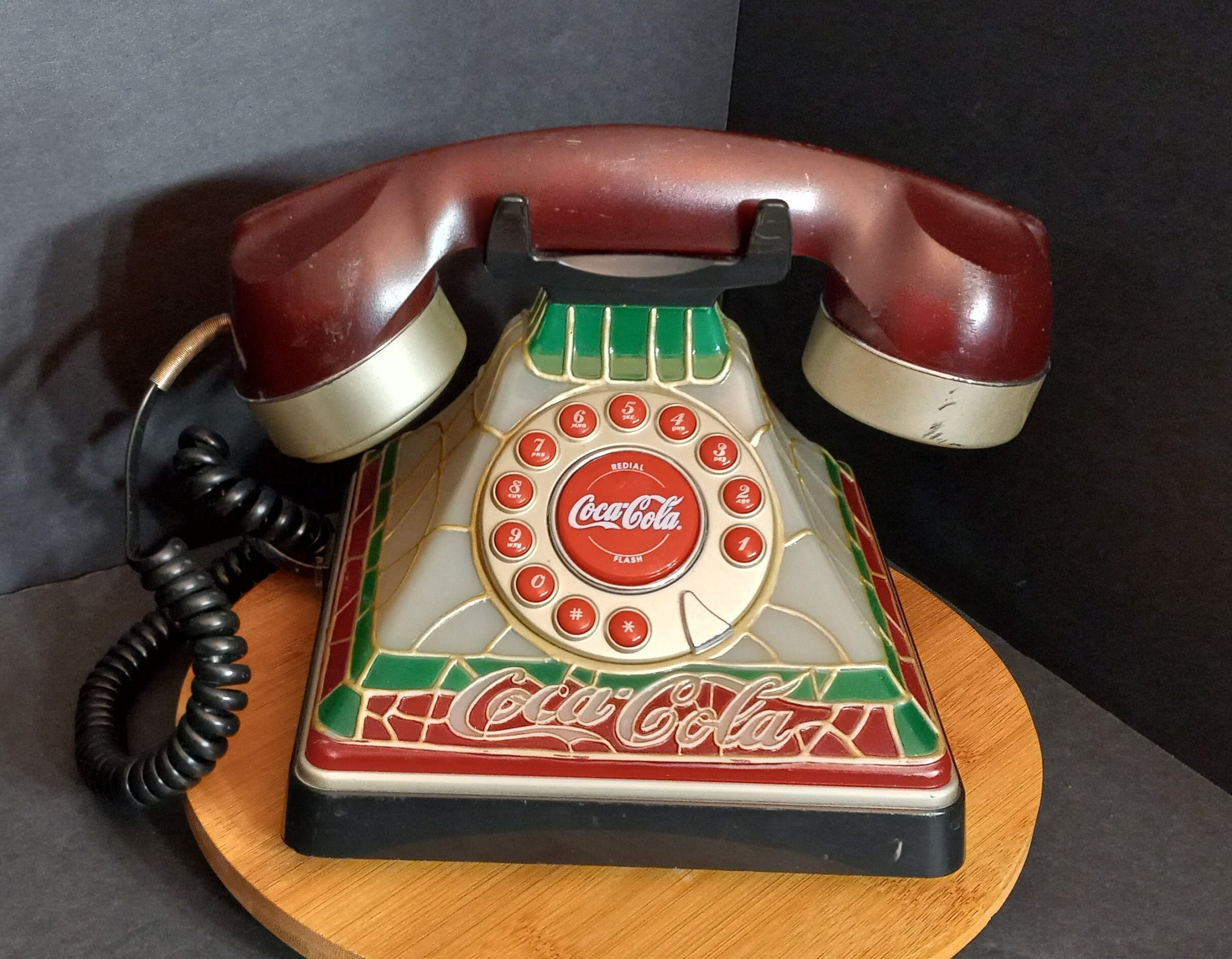 Vintage Coca-cola Stained Glass Look Phone 2001 Polyconcept - Etsy