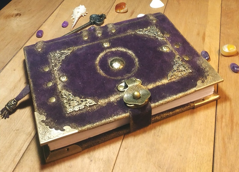 Purple Suede Vintage Book Leather Aged Book of Shadows Violet Old Spell ...