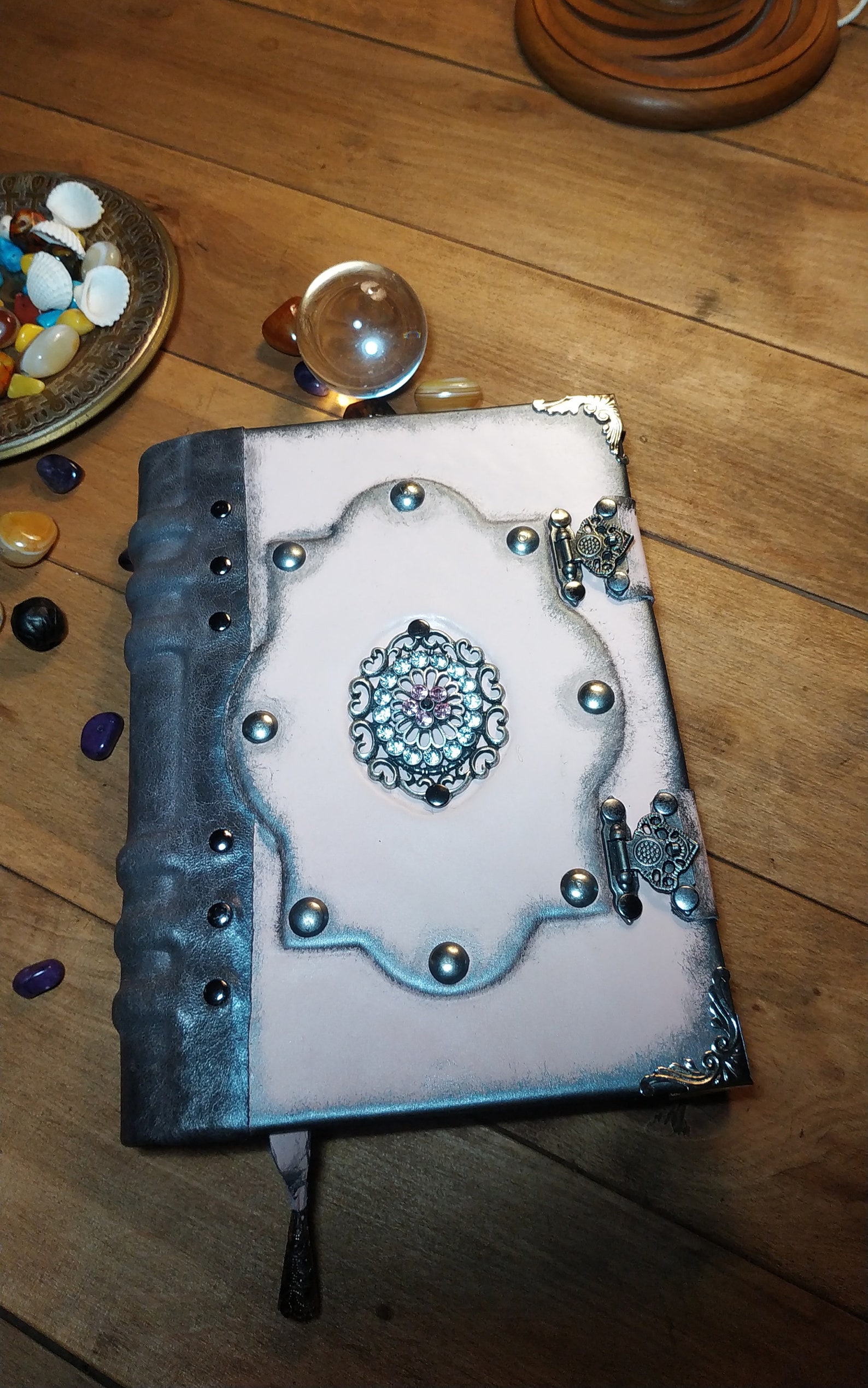 Pink Leather Vintage Book Grey Pink Aged Journal Old Pink - Etsy