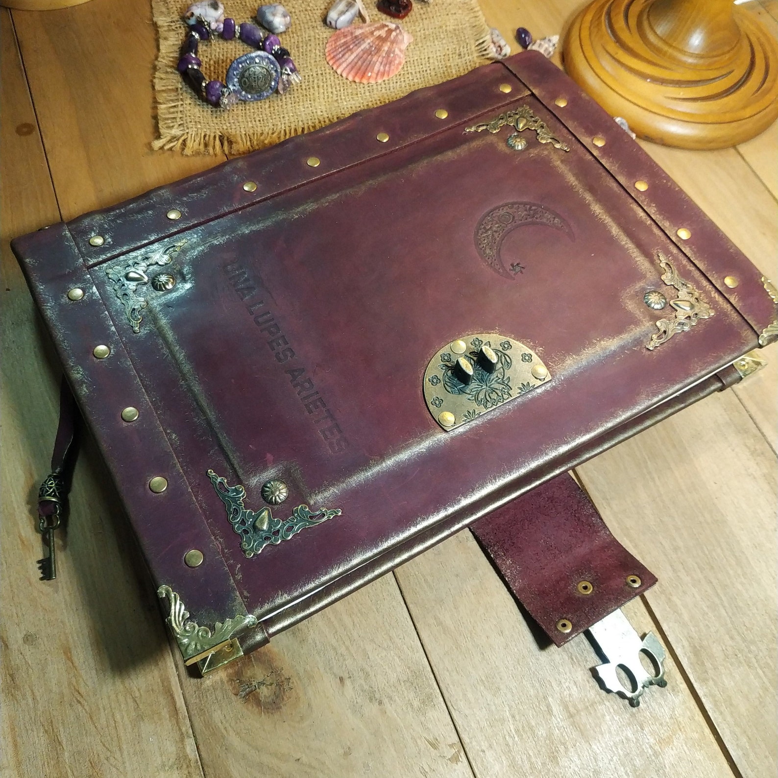 Purple Leather Journal Vintage Notebook Unique Book of Shadows Handmade ...