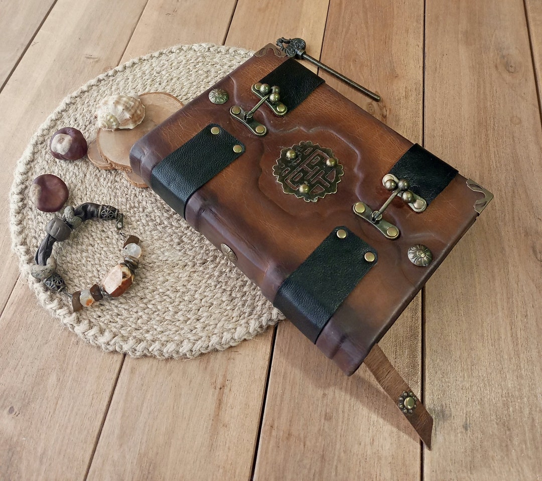 Rusty Brown Aged Leather Journal Vintage Grimoire Antique Book of ...