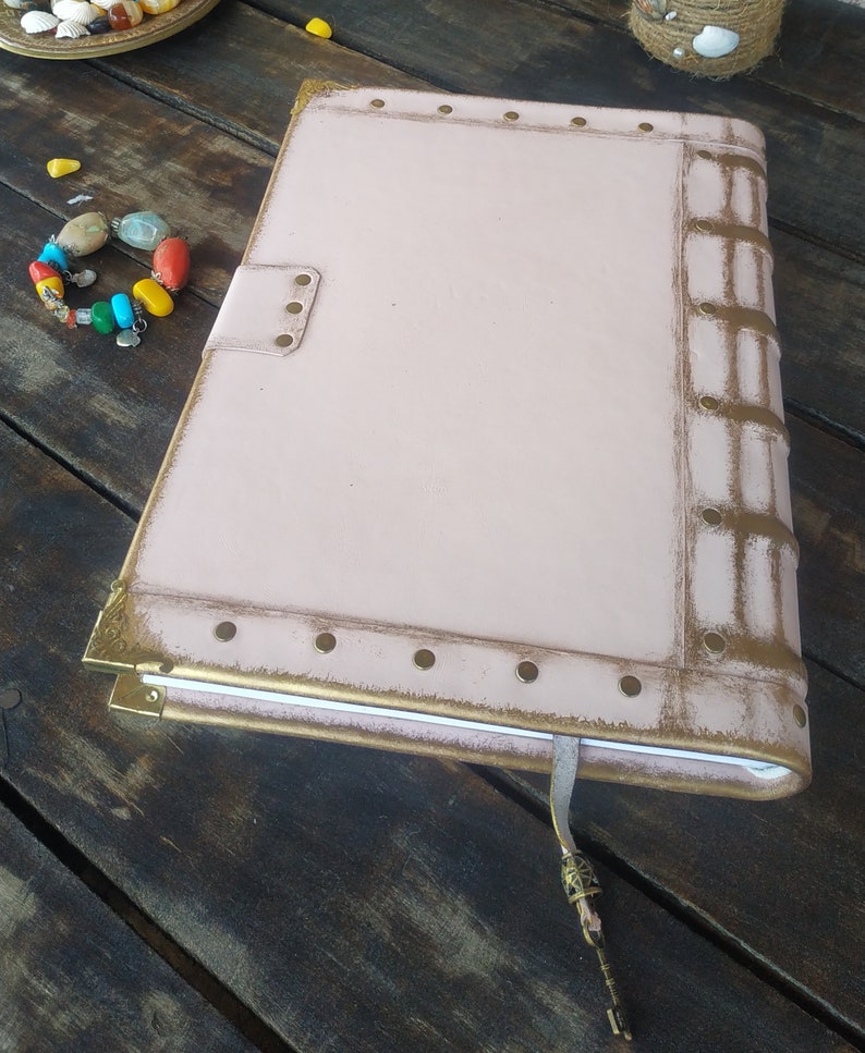 Pastel Pink Vintage Leather Journal Unique Book of Shadows Aged ...