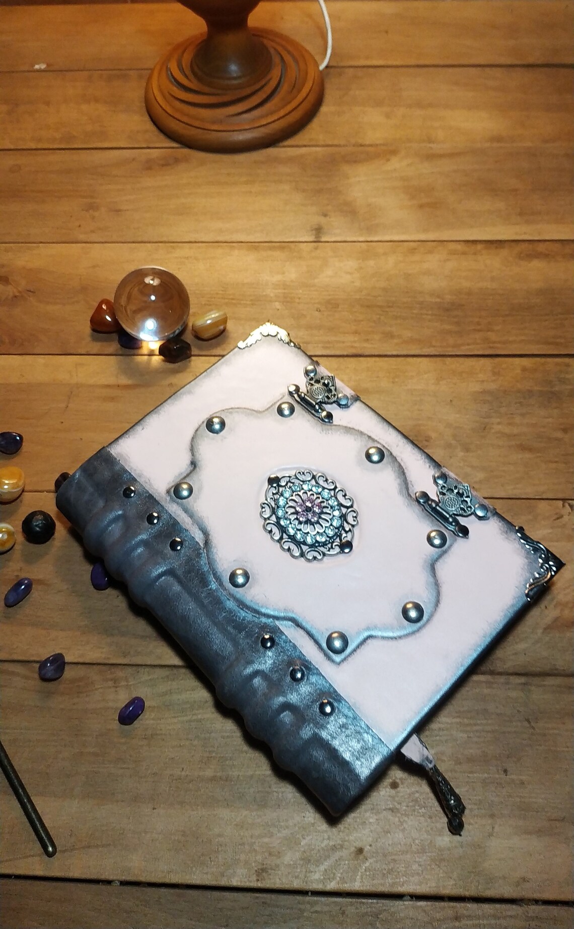 Pink Leather Vintage Book Grey Pink Aged Journal Old Pink - Etsy