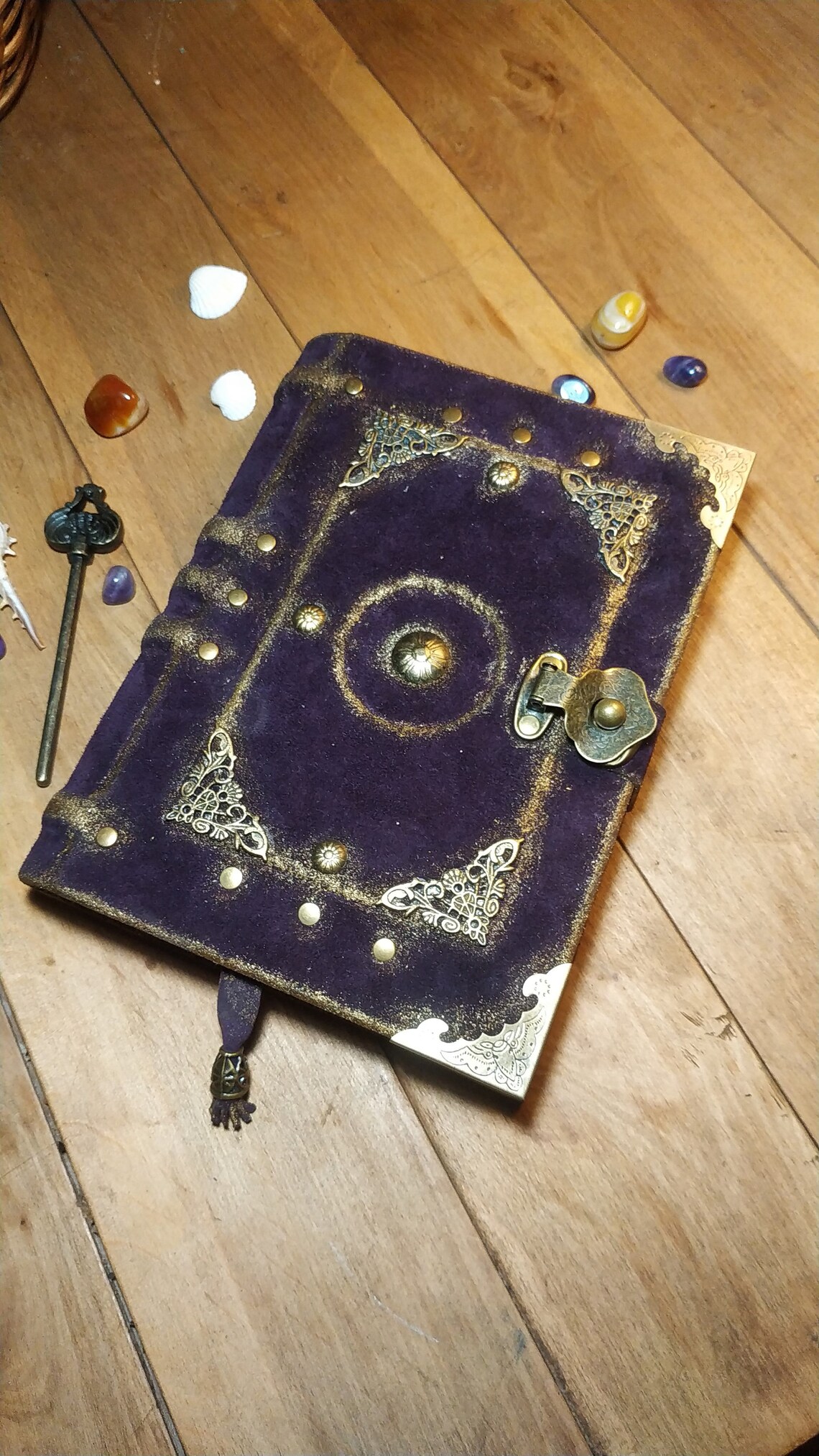 Purple Suede Vintage Book Leather Aged Book of Shadows Violet Old Spell ...